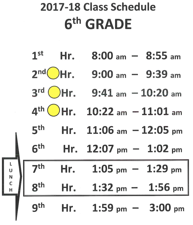 Lunch and Bell Schedule | Rotolo Middle School